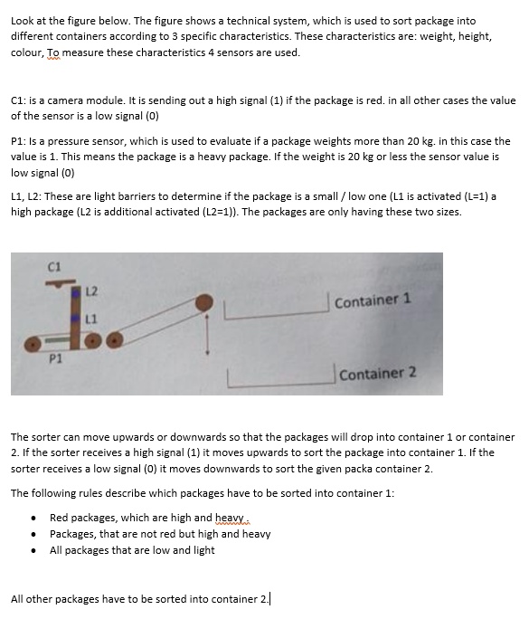 SOLVED: Texts: Write down a truth table of container use. Use (1) for ...