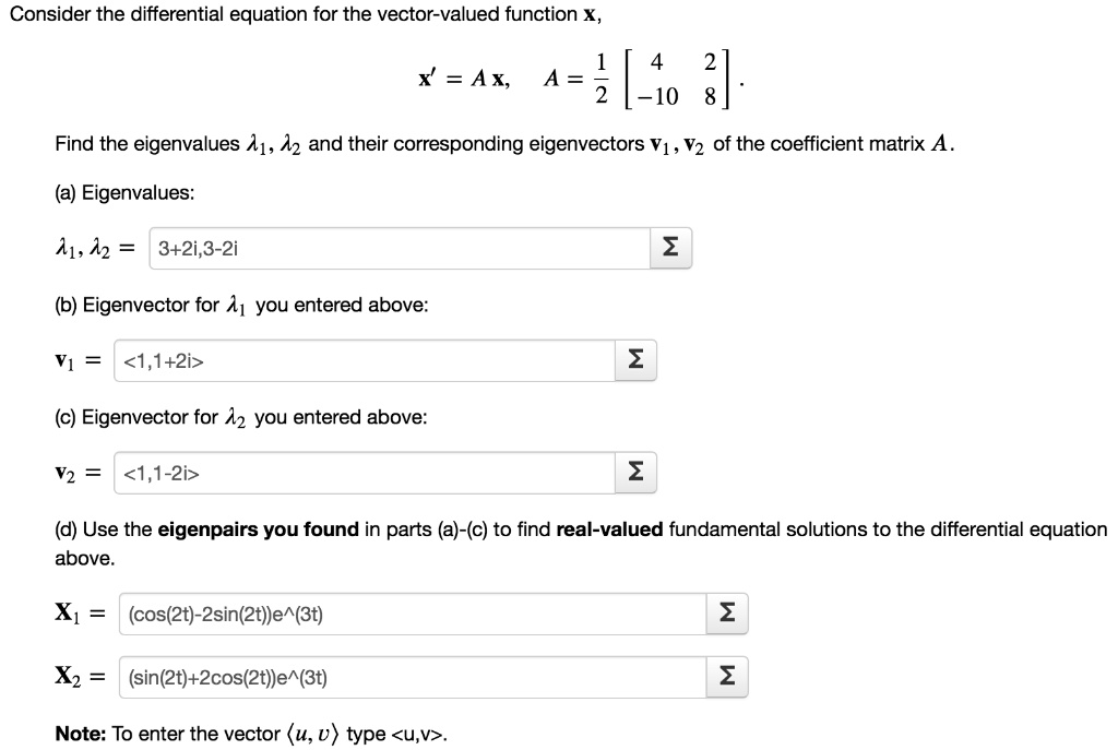 SOLVED:Consider the differential equation for the vector-valued function X_ X =Ax A= 2 [-40 Find ...