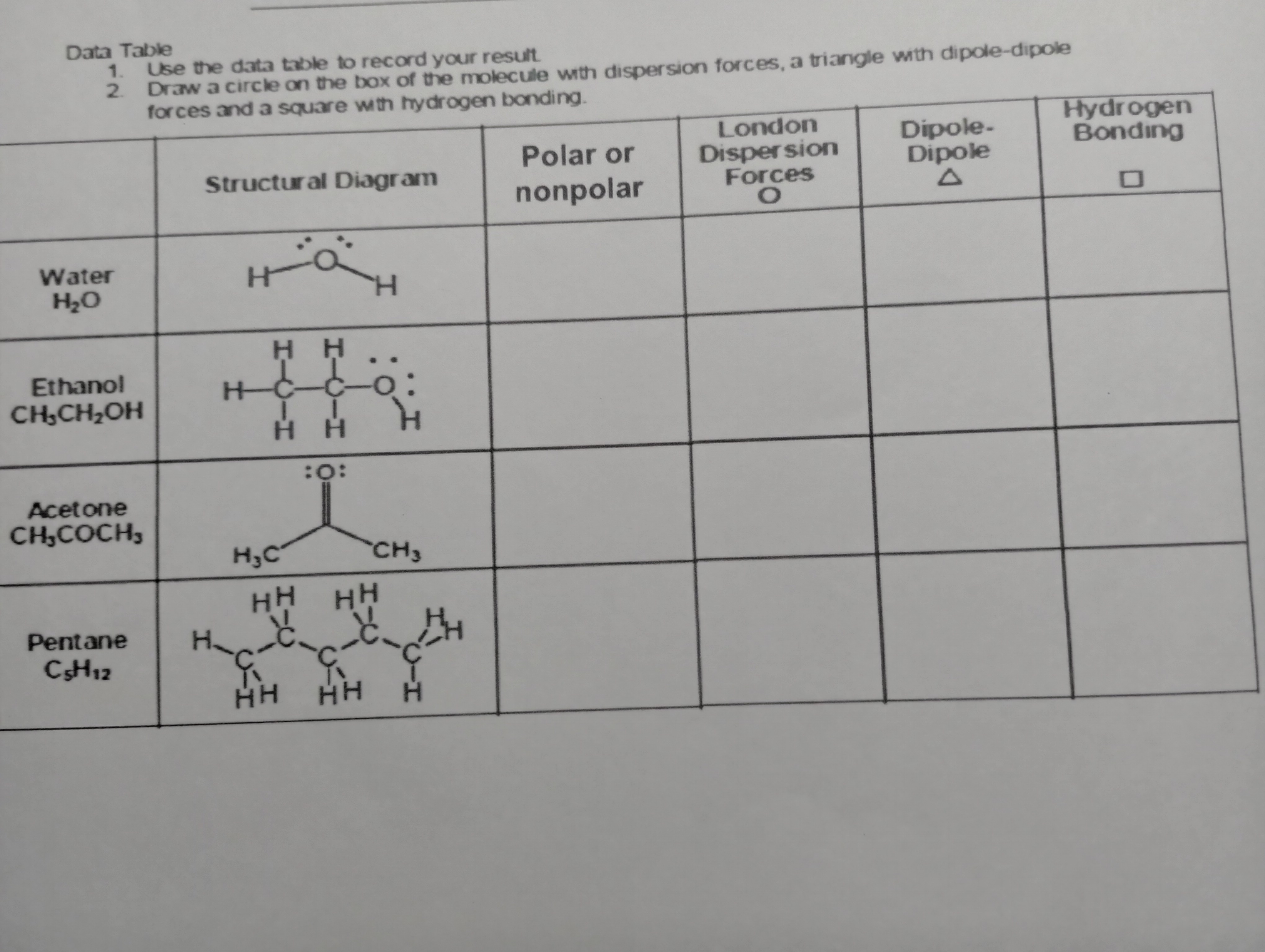 SOLVED: Data Table 1. Use the data table to record your result 2. Draw ...