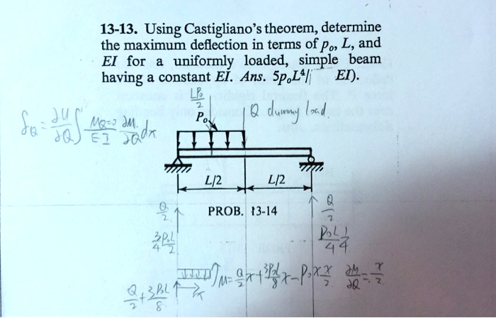 13-13. Using Castigliano's theorem, determine the maximum deflection in ...