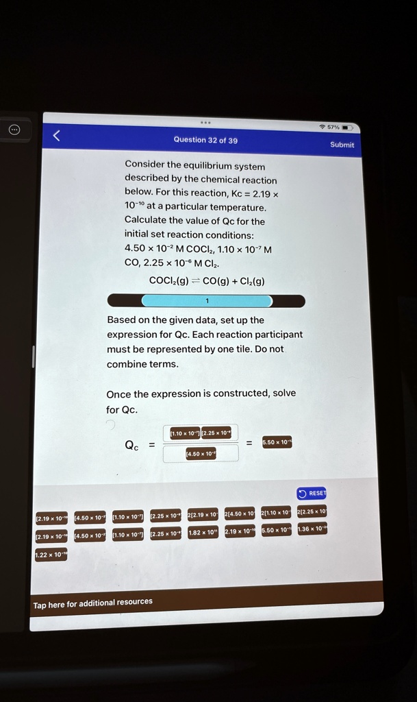 consider the equilibrium system described by the chemical reaction ...