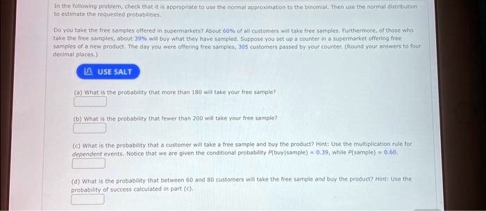 SOLVED: In the following problem, check that it is appropriate to use the normal approximation ...