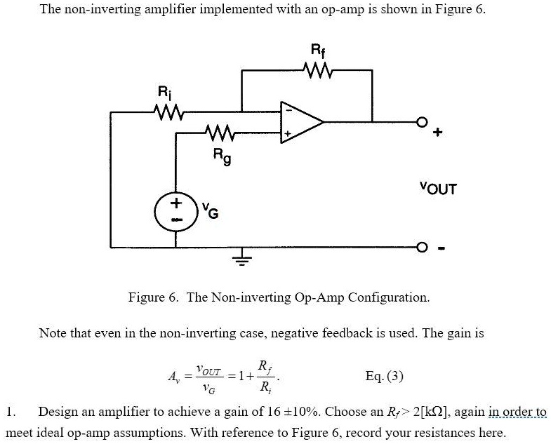 SOLVED: The non-inverting amplifier implemented with an Op-amp is shown ...