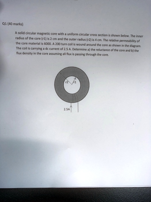 Q1 (40 marks) A solid circular magnetic core with a uniform circular ...
