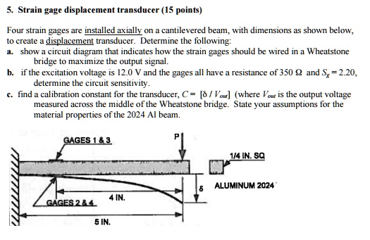 5 strain gage displacement transducer 15 points four strain gages are ...