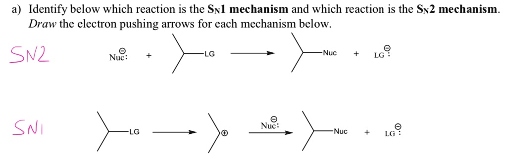 SOLVED: Identify below which reaction is the SN1 mechanism and which ...