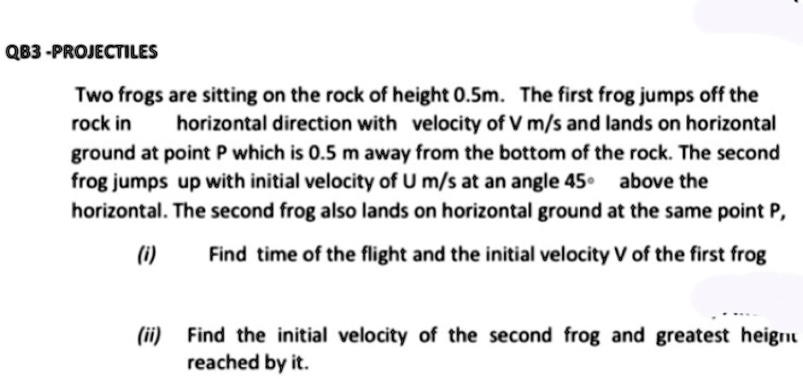 qb3 projectiles two frogs are sitting on the rock of height 05m the ...