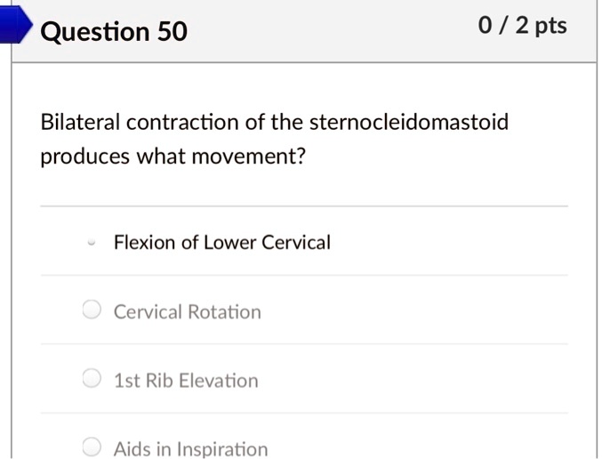 SOLVED: Question 50 0 / 2 pts Bilateral contraction of the ...