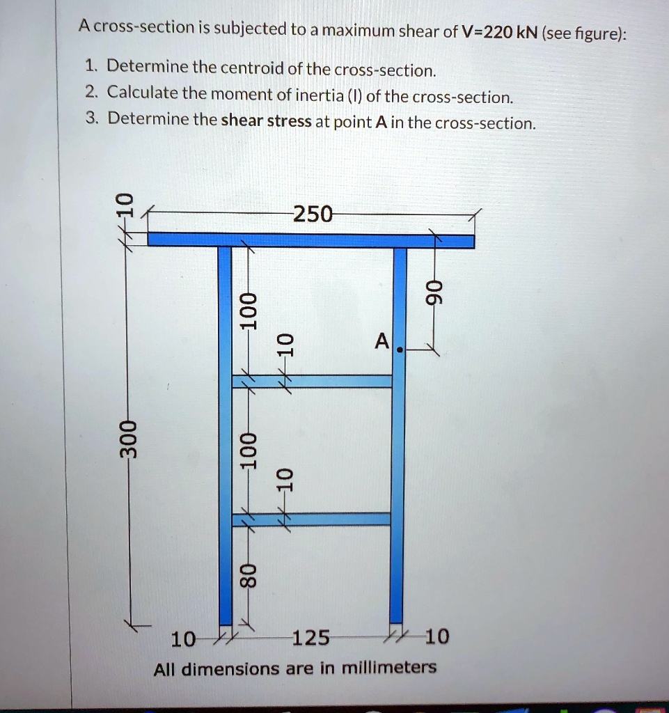 SOLVED: please show all work A cross-section is subjected to a maximum ...