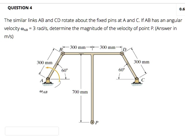 Solved The Similar Links Ab And Cd Rotate About The Fixed Pins At A And C If Ab Has An Angular
