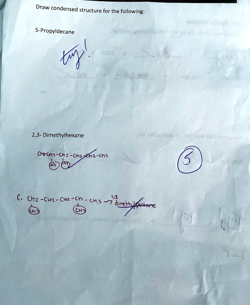 draw condensed structure for the following 5 propyldecane tuy 23 ...