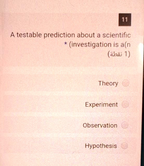 SOLVED: A testable prediction about a scientific (investigation is a(n ...