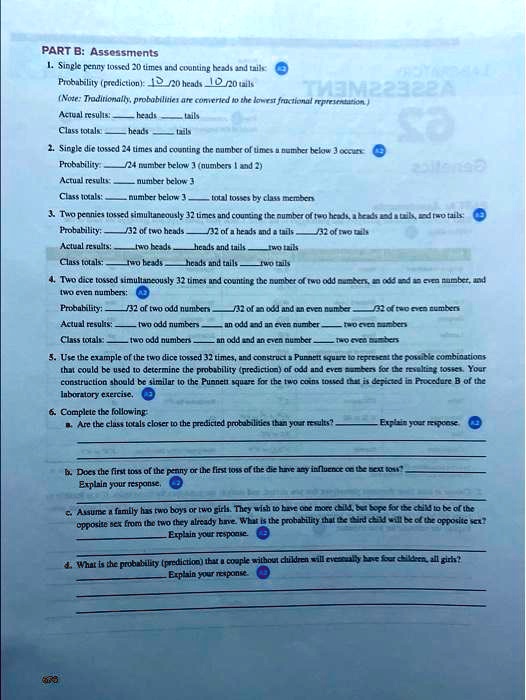 SOLVED: PART B: Assessments 1. Single penny tossed 20 times and ...