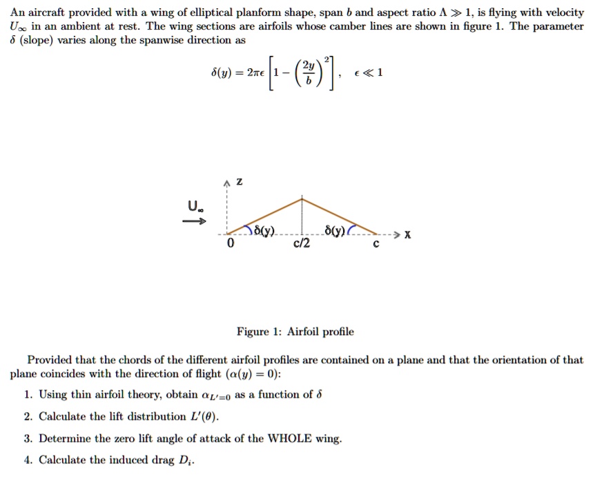 SOLVED: An aircraft provided with a wing of elliptical planform shape ...