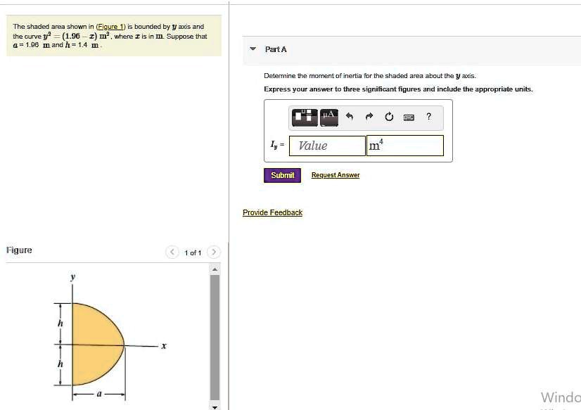 SOLVED: The shaded area shown in Figure 1 is bounded by the x-axis and the curve y = 1.96m ...