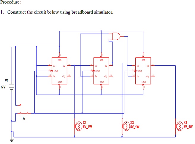 Procedure: 1. Construct the circuit below using breadboard simulator.