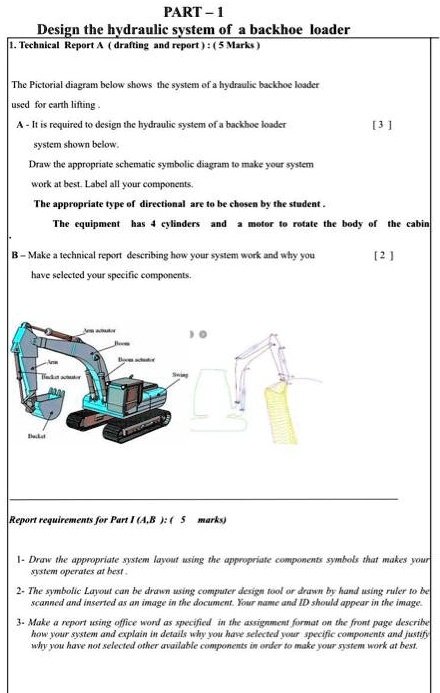 SOLVED: Design the hydraulic system of a backhoe loader. Technical ...