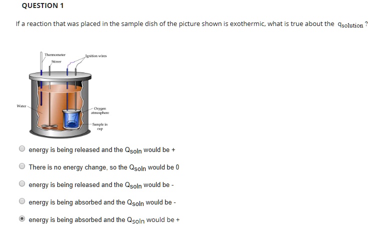 SOLVED: QUESTION If a reaction that was placed in the sample dish of ...