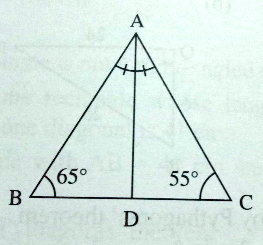 SOLVED: 'in the given figure, angle B=65 degree and angle C =55degree ...