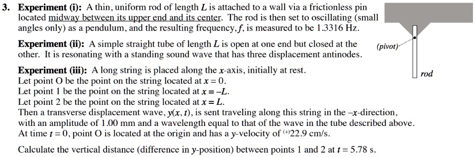 SOLVED: Experiment (i): A thin, uniform rod of length L is attached to ...