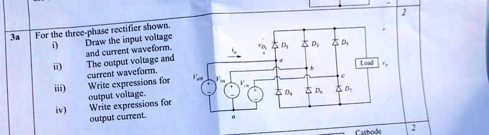 SOLVED: Rectifier shown: Ja For the three-phase rectifier, draw the input voltage and current ...