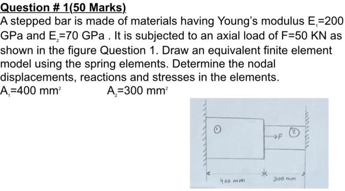 SOLVED: Question #1 (50 Marks): A stepped bar is made of materials ...