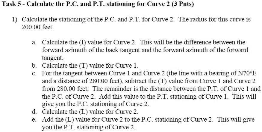 task 5 calculate the pcand pt stationing for curve 2 3 pnts 1 calculate ...