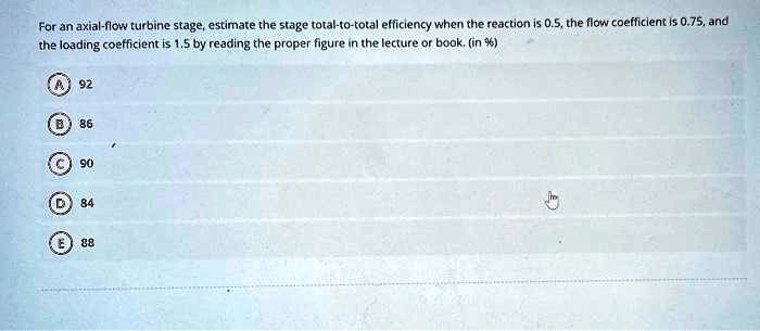SOLVED: For an axial-flow turbine stage, estimate the stage total-to ...