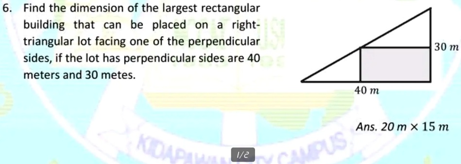 SOLVED: Find the dimensions of the largest rectangular building that ...