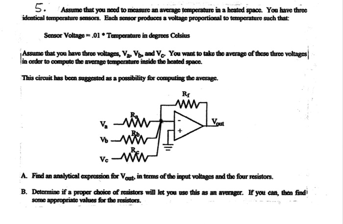 SOLVED: Identical temperature sensors. Each sensor produces a voltage ...