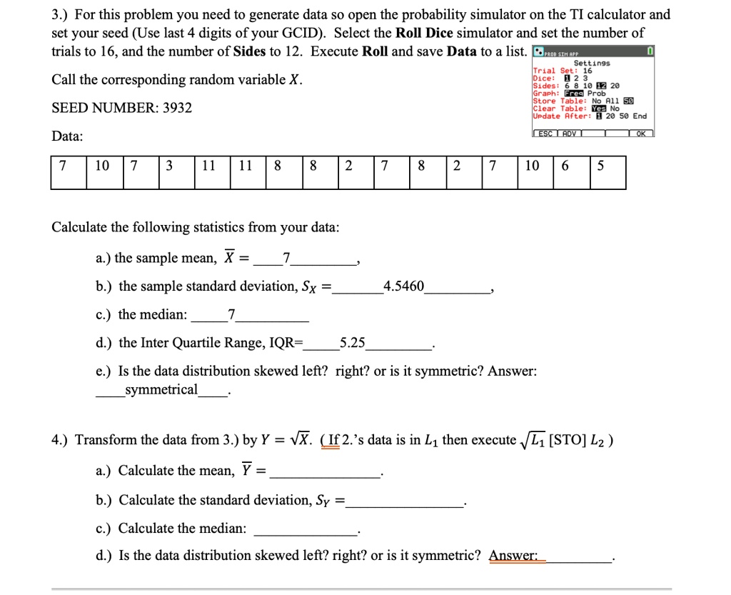 SOLVED: 3.) For this problem you need to generate data so open the ...