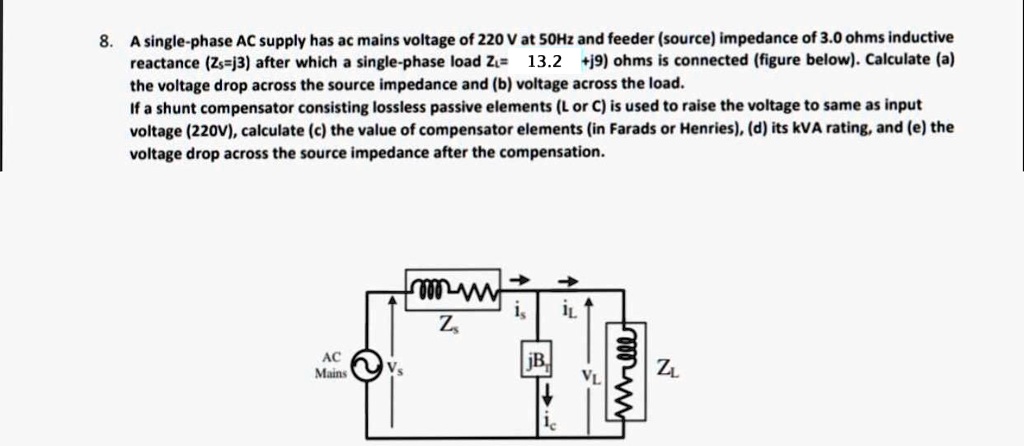 SOLVED: A single-phase AC supply has ac mains voltage of 220 V at SOHz and feeder (source ...