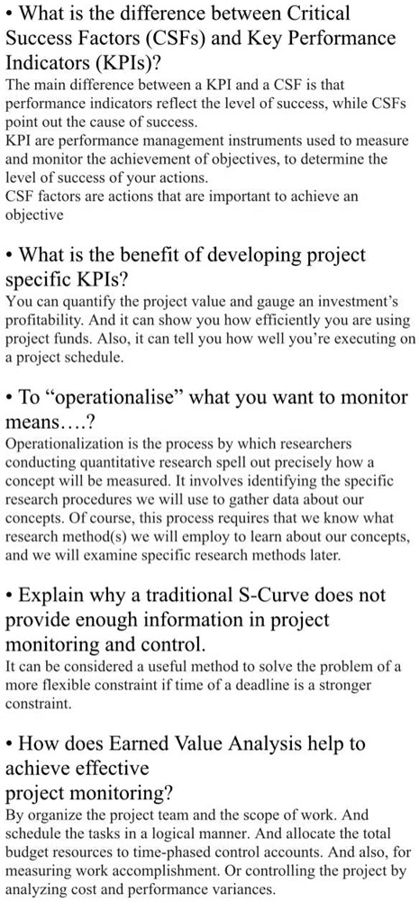 SOLVED: What is the difference between Critical Success Factors (CSFs ...