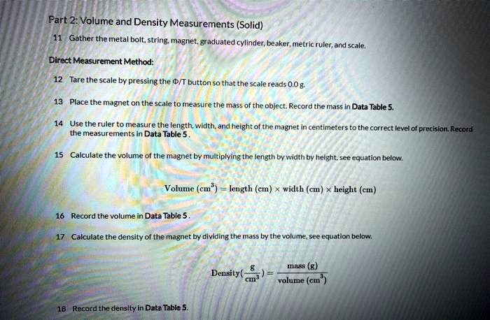 part 2 volume and density measurements solid gather the metal bolt ...