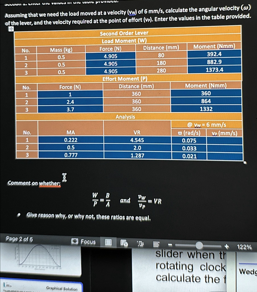 assuming that we need the load moved at a velocity x of 6mms calculate ...