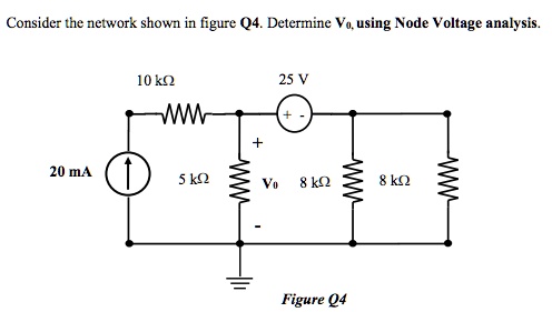 SOLVED: Consider the network shown in Figure Q4. Determine Vo, using Node Voltage analysis. 10 ...