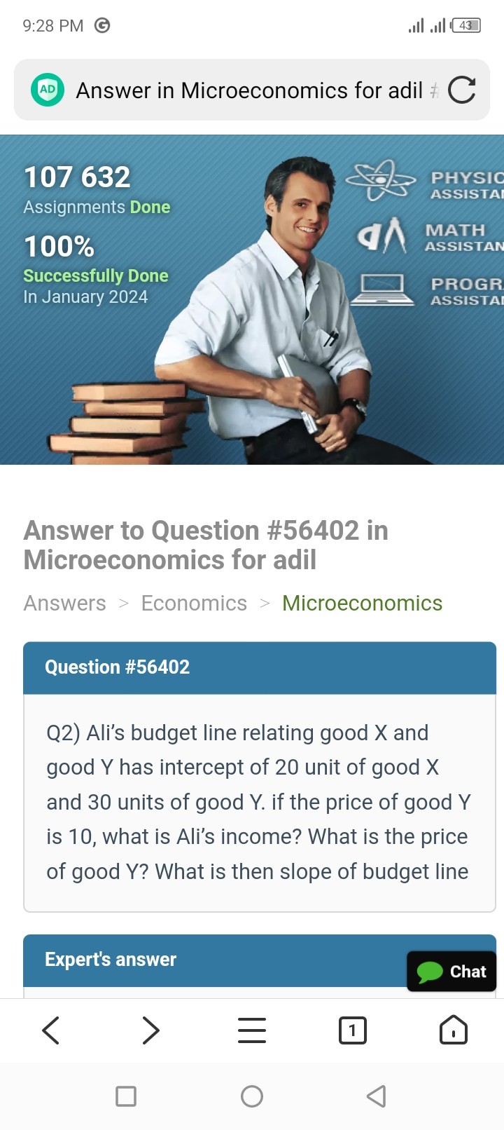 SOLVED: 9:28 PM G Answer in Microeconomics for adil C 107632 ...