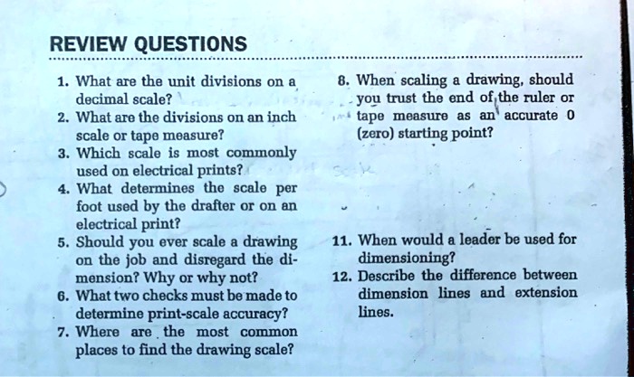 REVIEW QUESTIONS 1. What are the unit divisions on a decimal scale? 2 ...