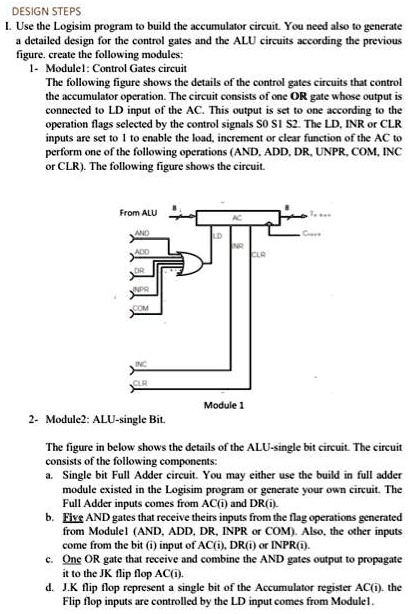 DESIGN STEPS I. Use the Logisim program to build the accumulator ...