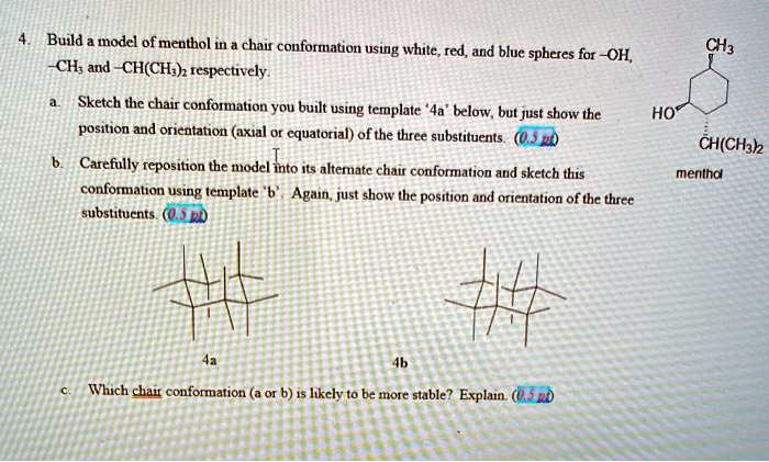 SOLVED: Build a model of menthol in a chair conformation using white ...
