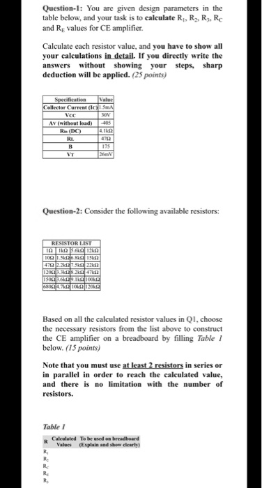 SOLVED: Question-1: You are given design parameters in the table below, and your task is to ...