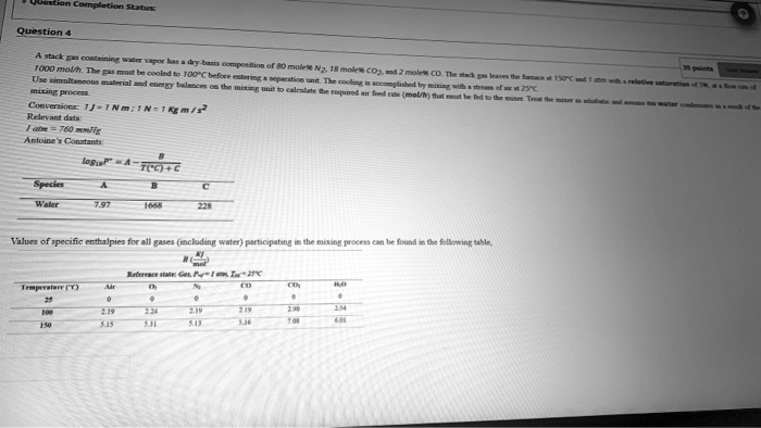 SOLVED: Question 4 1000mol/h.The g Use simu hasa dry-ban ed to100before ...