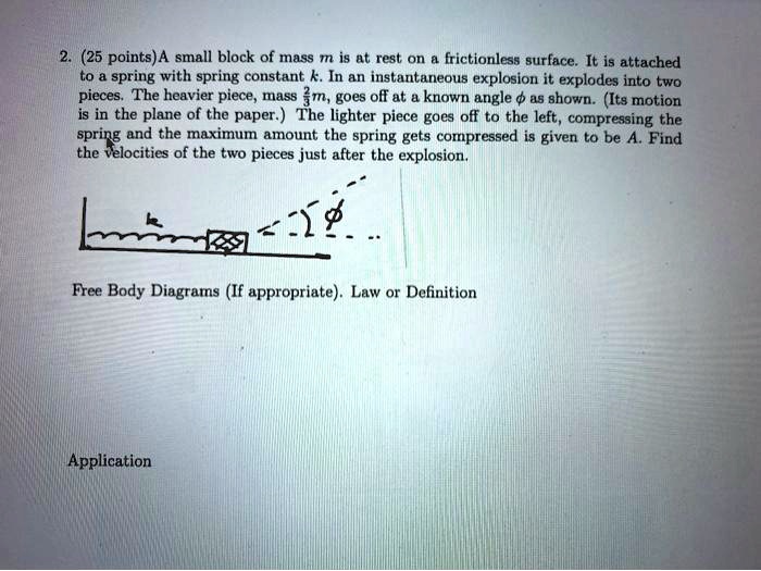 SOLVED: A small block of mass m is at rest on a frictionless surface ...