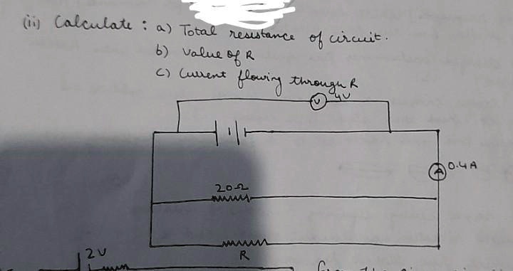 SOLVED: 'Calculate : a) Total resistance of circuit.b) value of Rc) current flowing through R'