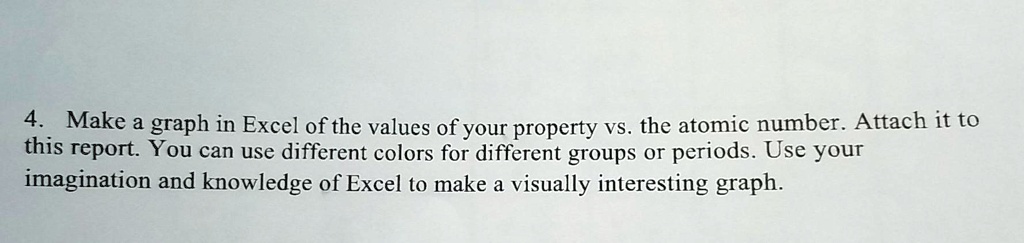 SOLVED: 4 Make a graph in Excel ofthe values of your property Vs. the ...