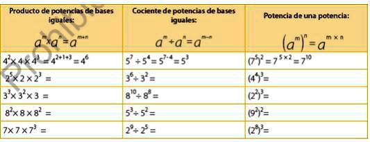 SOLVED: acervo ejemplos publicadas de la potencia y resuelve producto de potencias de bases ...