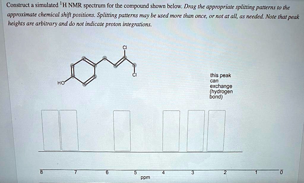 SOLVED: Construct a simulated !H NMR spectrum for the compound shown below. Drag the appropriate ...