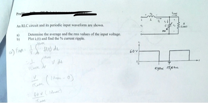 SOLVED: An RLC circuit and its periodic input waveform are shown. a ...