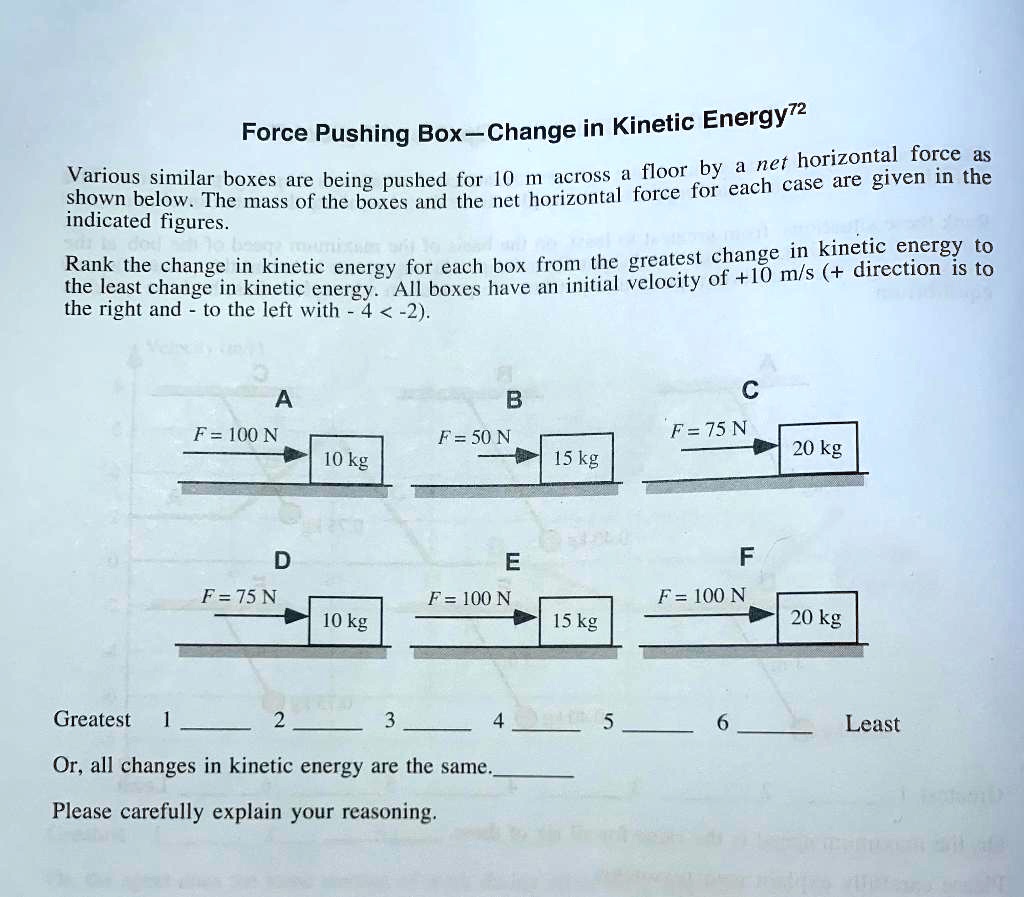 force pushing box change in kinetic energyr net horizontal force as ...