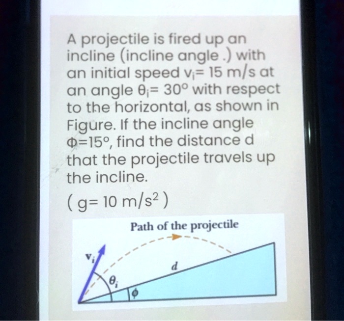 SOLVED: A projectile is fired up an incline (incline angle .) with an ...